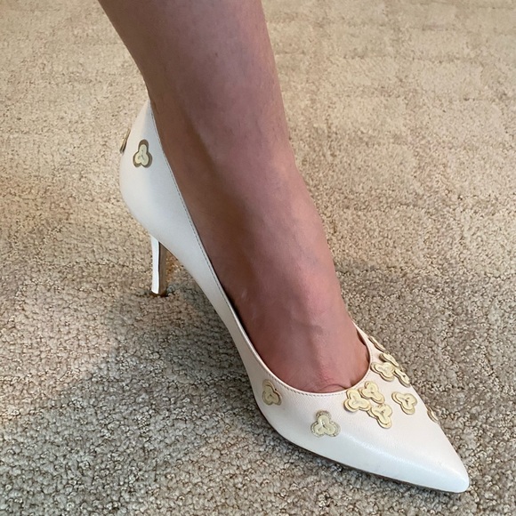 LK Bennett | Shoes | Worn Once Classy White And Gold Leather Lk Bennett ...